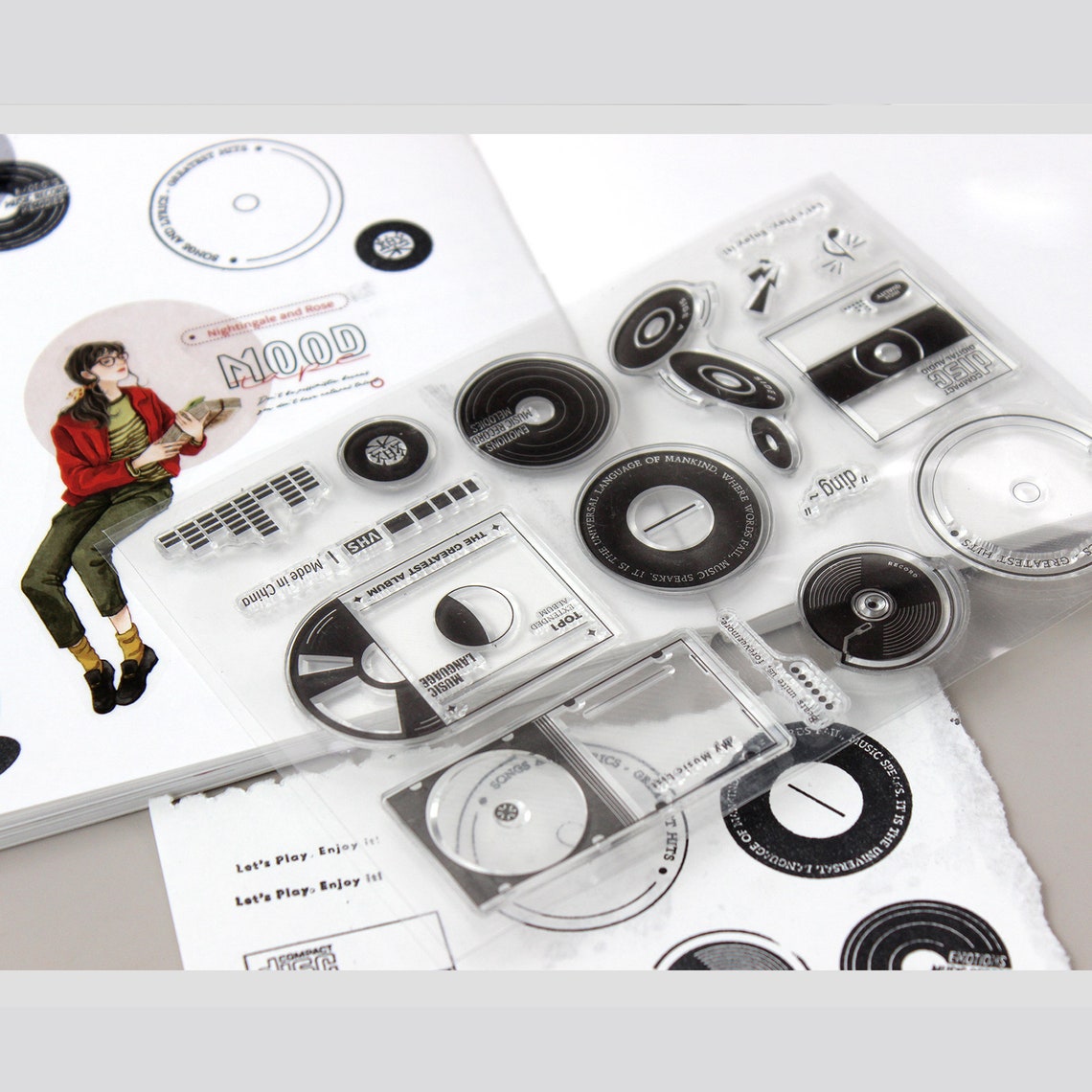 Clear Stamp Set /clear Stamps / CD Disc Record Phonogram Clear Stamp ...
