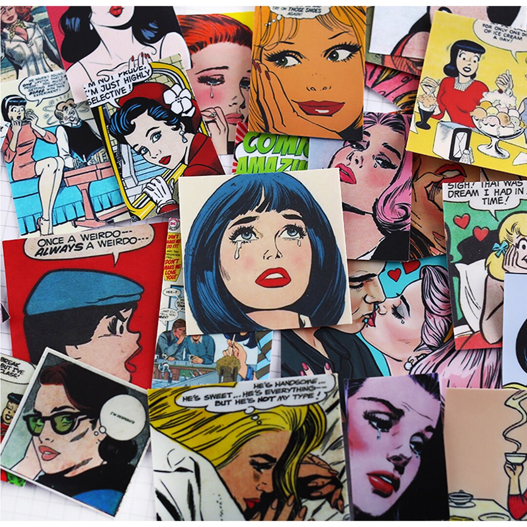 Pop Comic Stickers Funny Pop Comic Kiss Love Girl Stickers ML05 Etsy