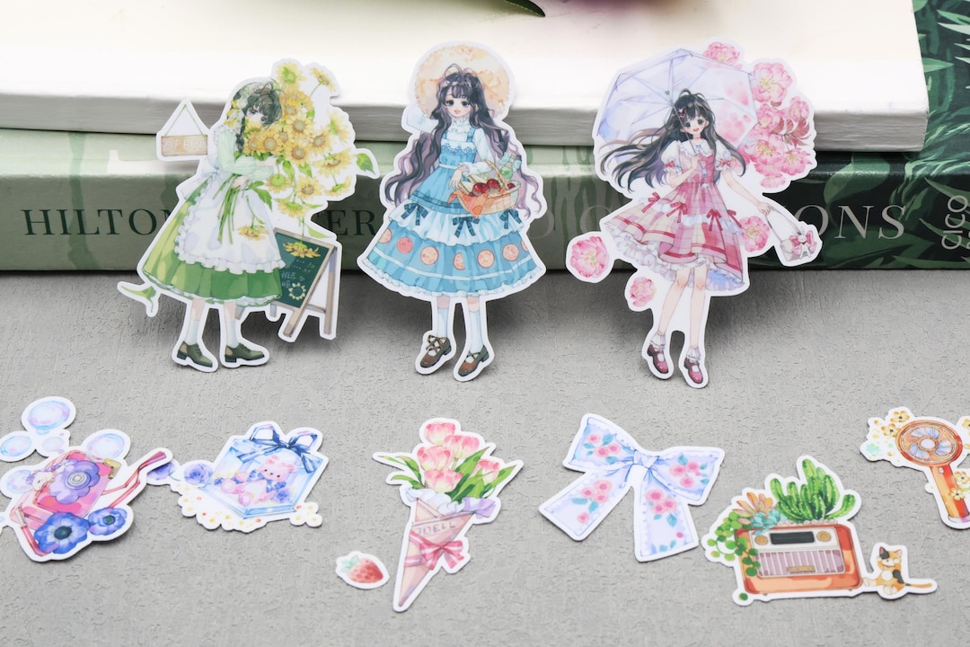 Beauty Girl Stickers | Modern Girls Flower Fashion Girl Floral Themed ...
