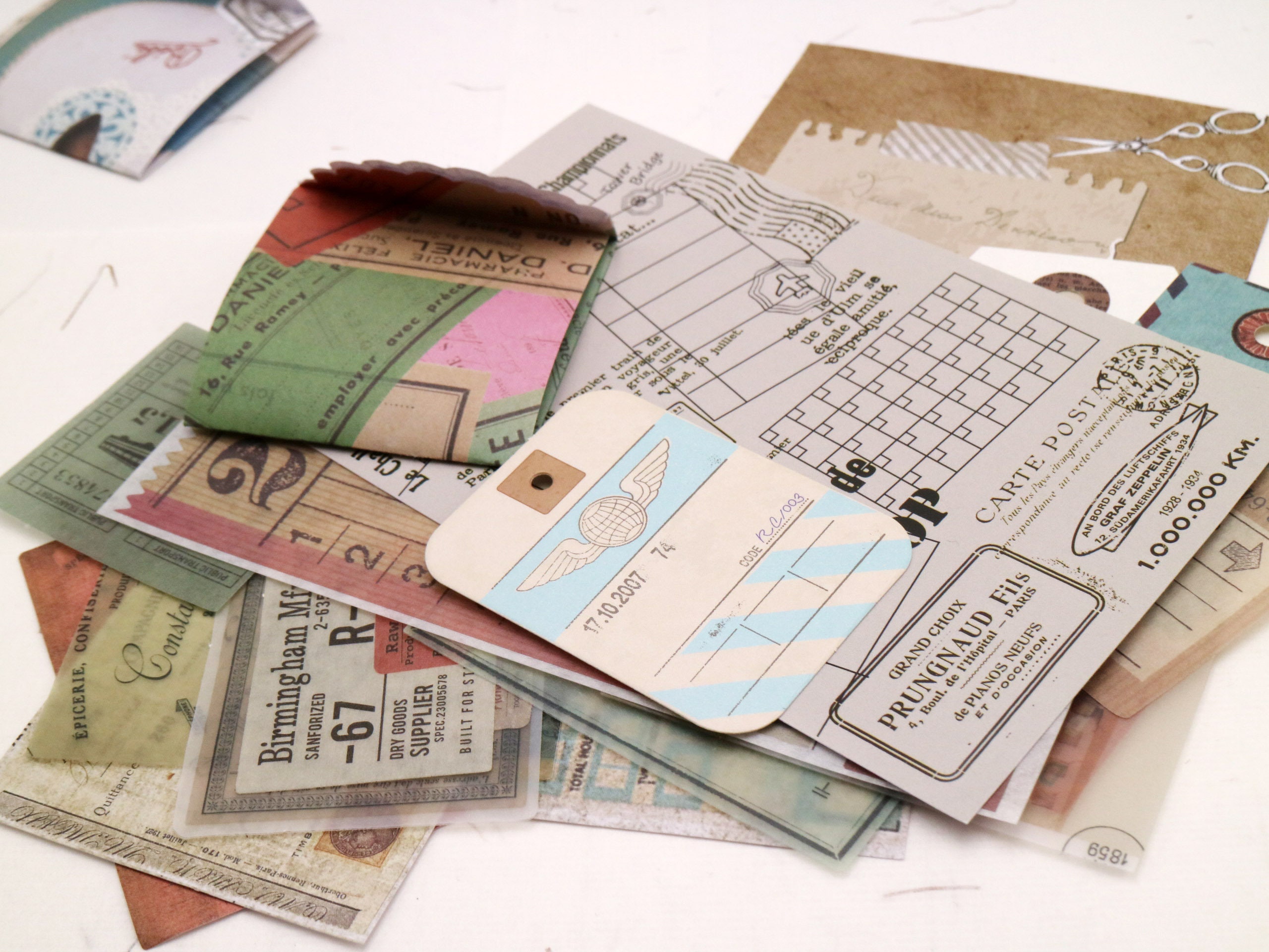 Vintage Junk Journal Kit Pack, Receipt Ticket, Sticker Pack,journal ...