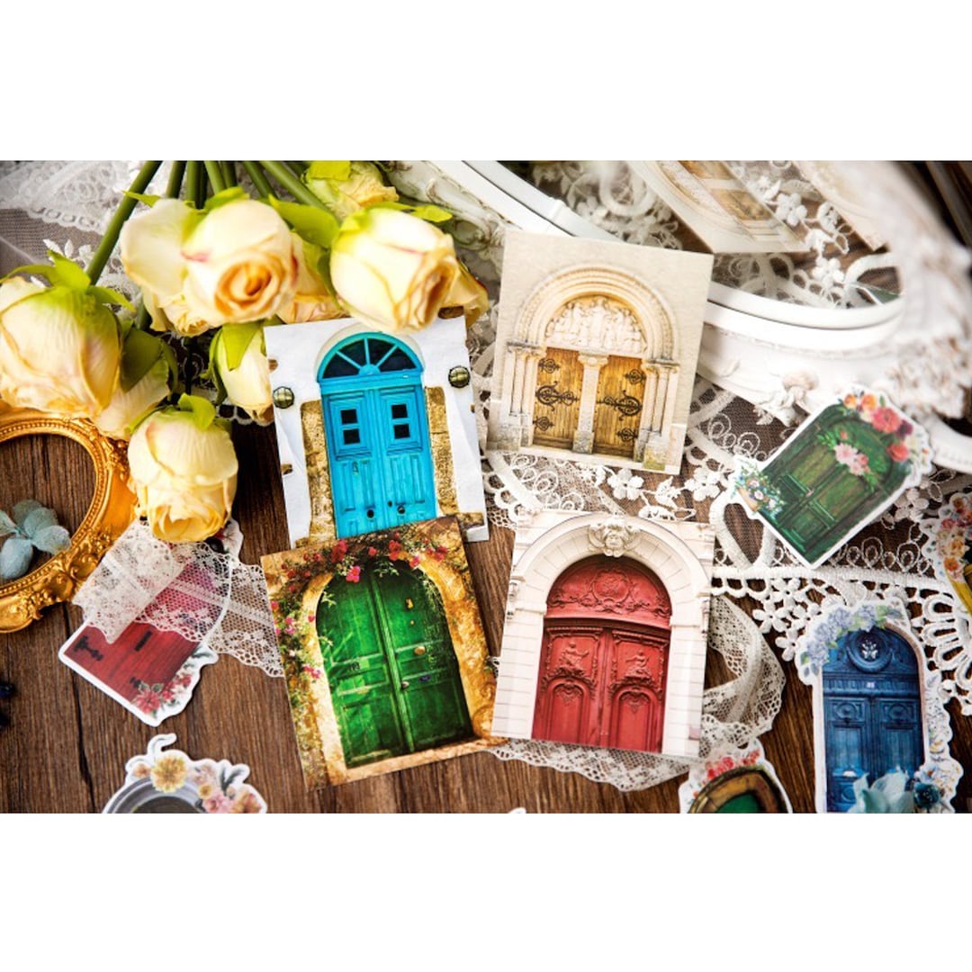 Flower Door Washi Stickers Door Stickers Color Romantic Flower Themed ...