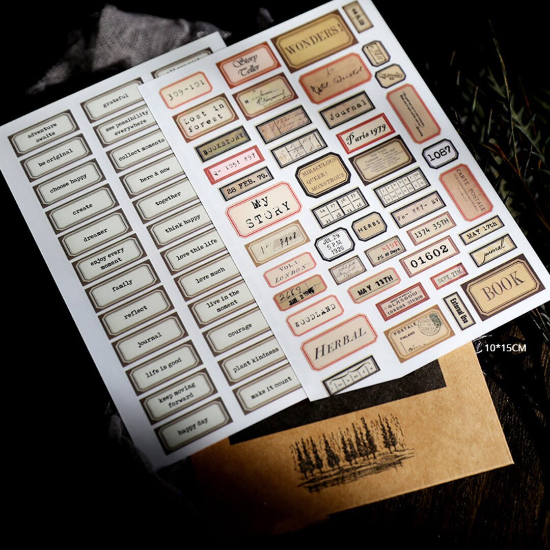 RUB-ON Stickers | 2 Sheets Rub on Transfer Stickers, Vintge Label ...