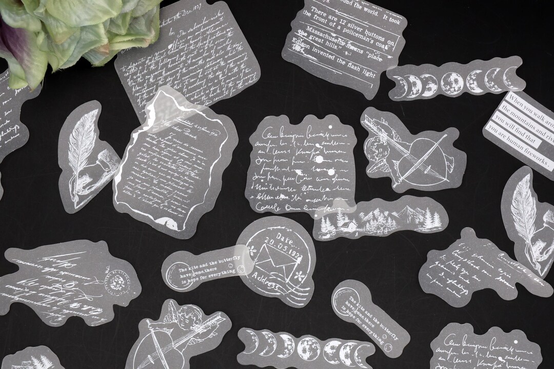 White Words Vellum Stickers | Vellum Stickers Words Collage Journaling ...