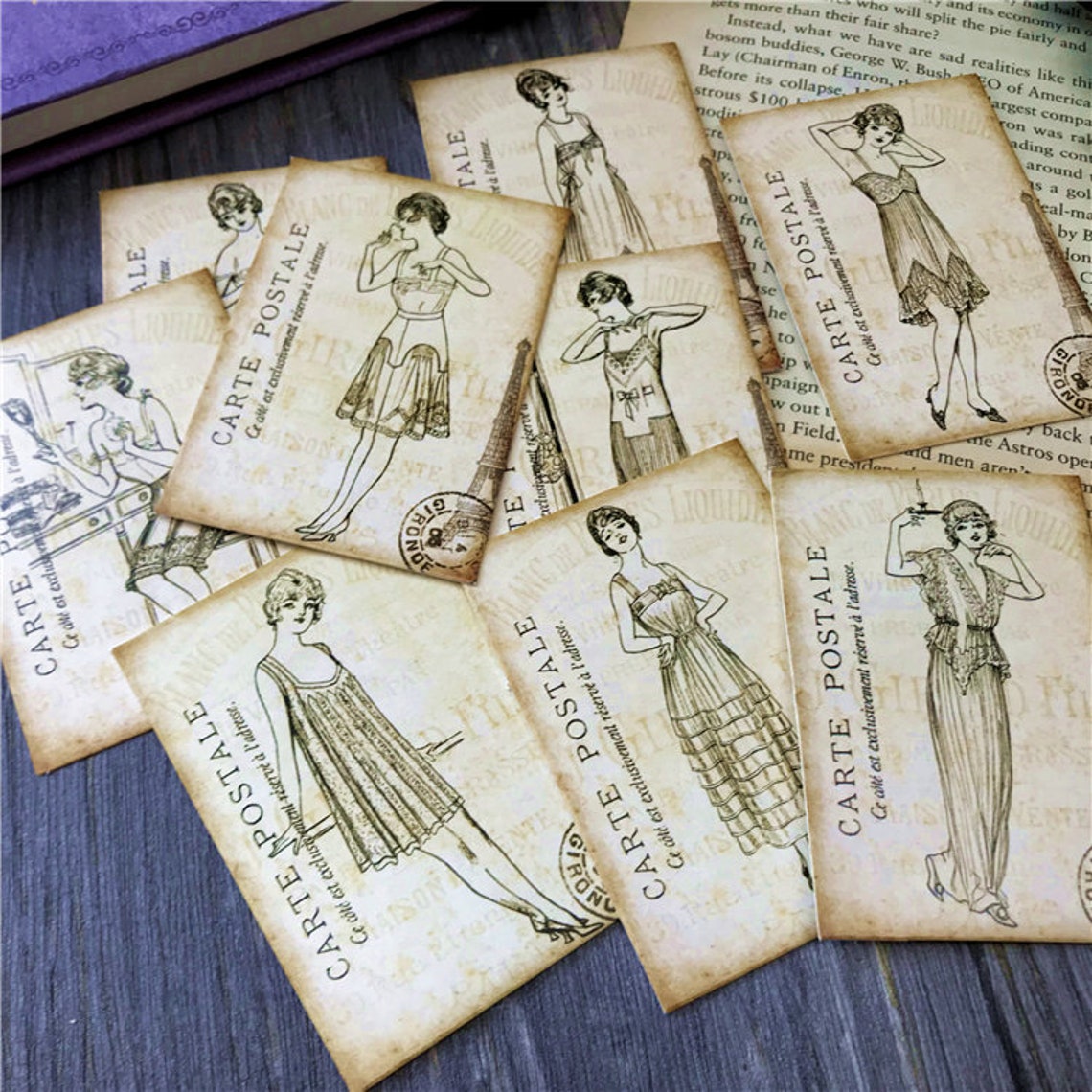 Vintage Lady Cardstock | Ephemera Card Collage Sketch Modern Retro ...