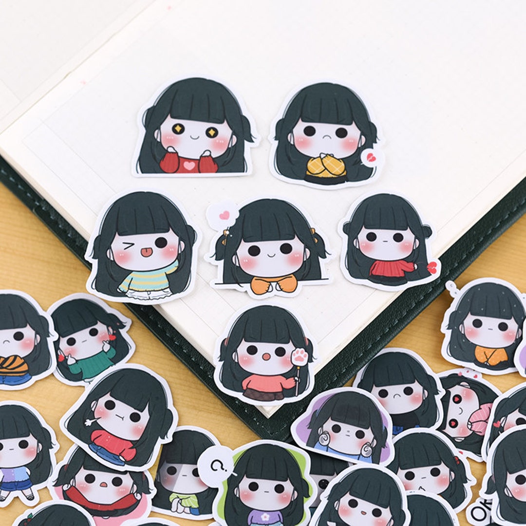 Cute Girl Stickers | Black Hair Emoji Cute Girl Modern Girls Daily Life ...