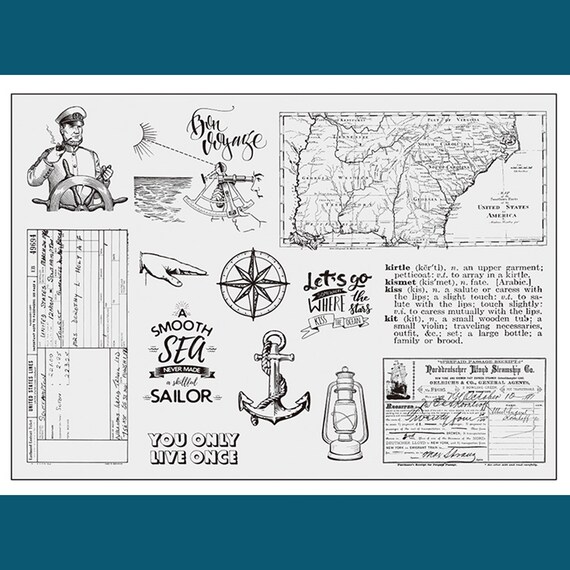 Cling Rubber Stamp Set / Rubber Stamps / Sailor Map Sailing - Etsy