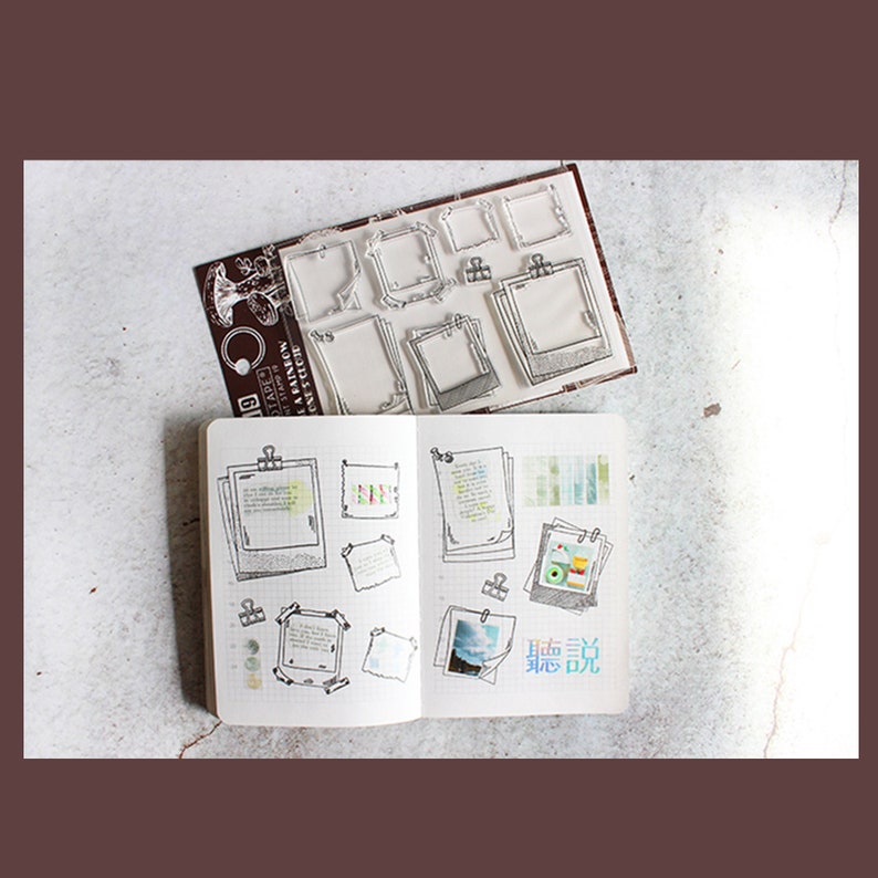Clear Stamp Set / Clear Stamps /notes Paper With Clips Themed Clip ...