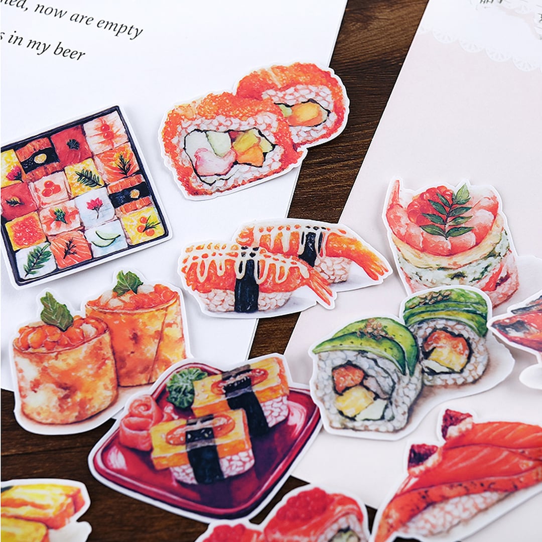 Sushi Japanese Food Stickers | Food Snack Rice Sushi Cold Platter Asian ...