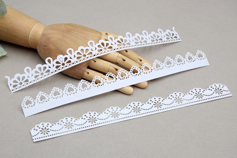 10PCS Assorted Lace Paper Die-cuts, Long Strip Lace Cutout Thin Die ...