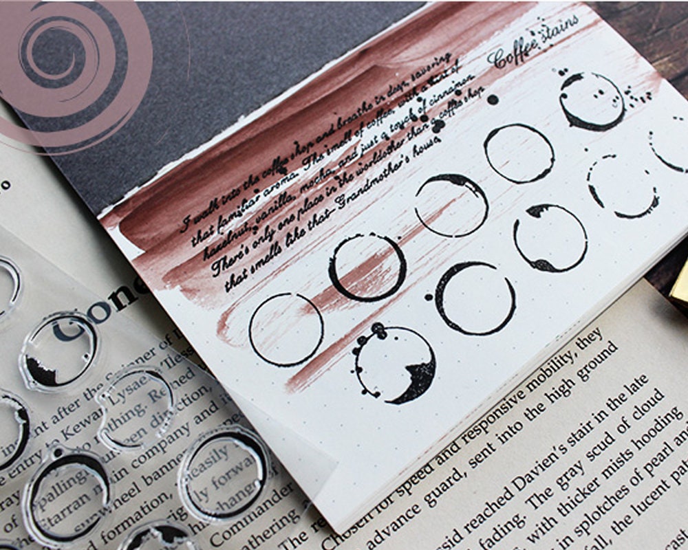 Clear Stamp Set / Clear Stamps /coffee Stain Themed | Etsy