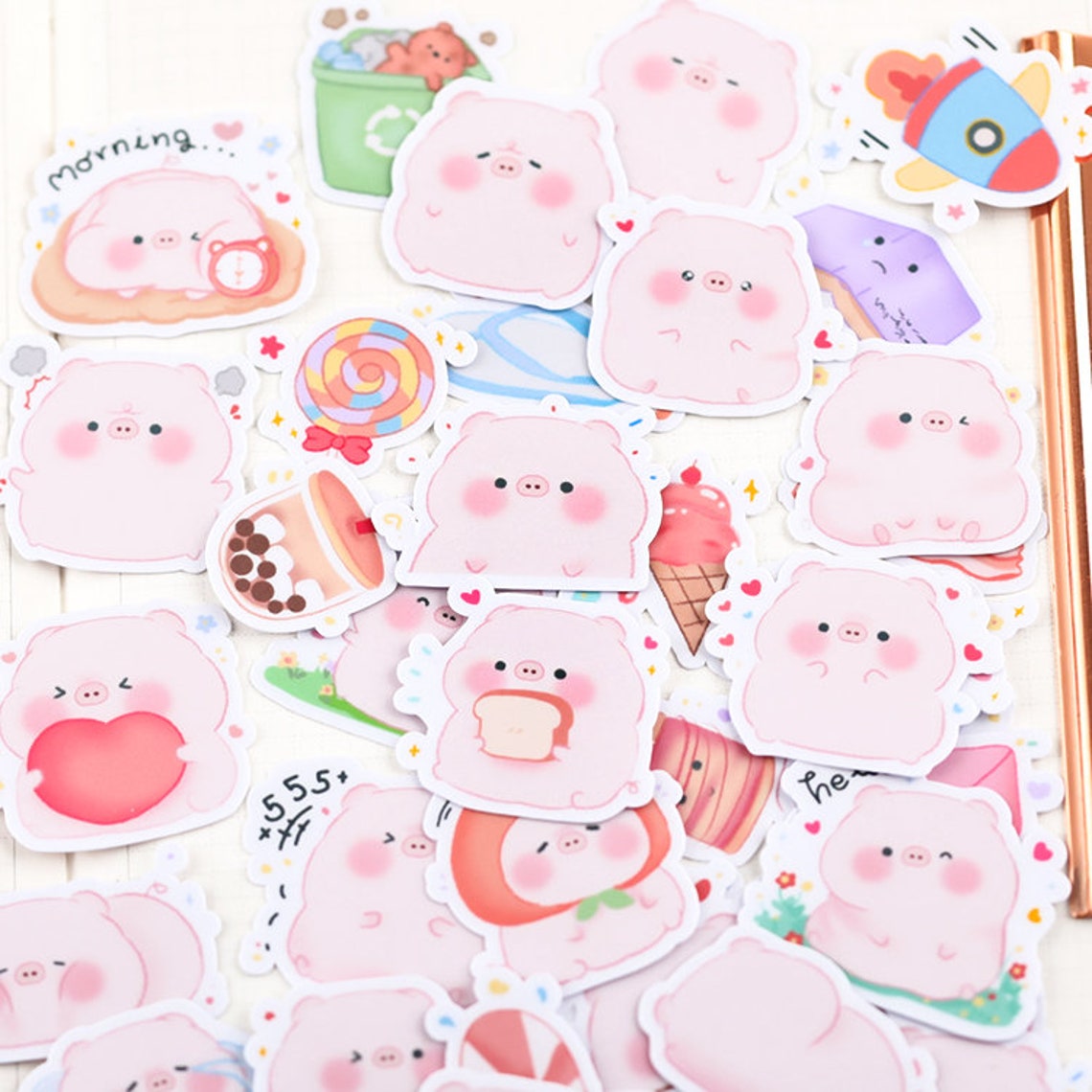 Cute Pig Piggy Sticker Themed Animal Sticker Die Cut Stickers, Journal ...