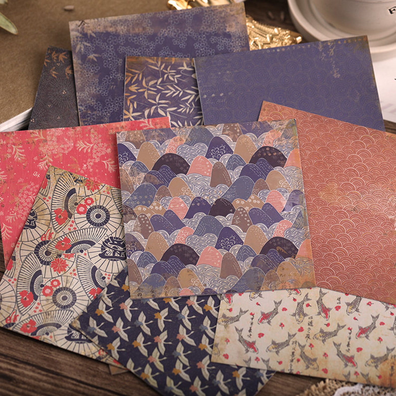 Japanese Style Mixed Pattern Stickers | Japan Background Paper Stickers ...