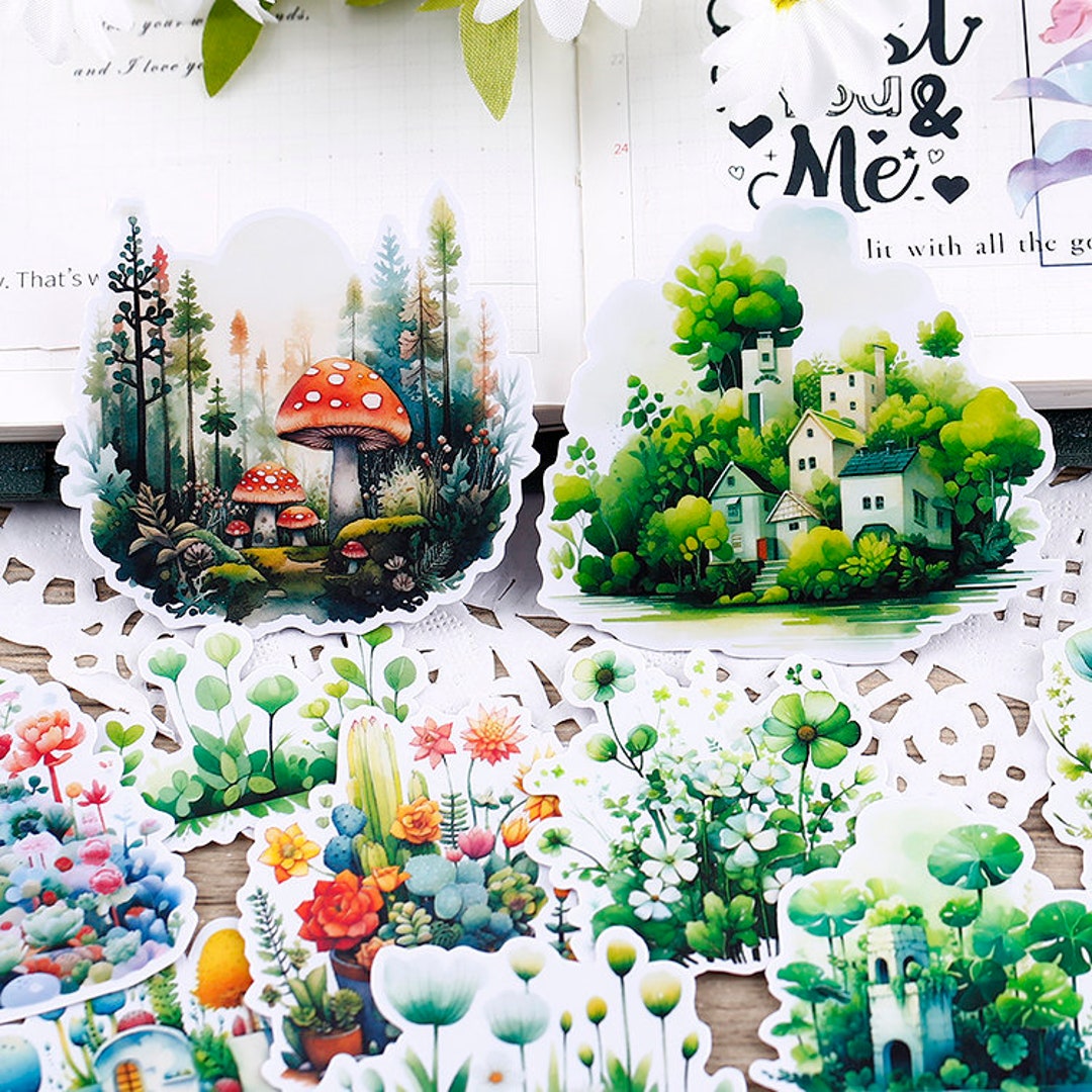 Plant Sticker | Garden Pot Leaf Tree MONSTERA DELICIOSA Botanical ...