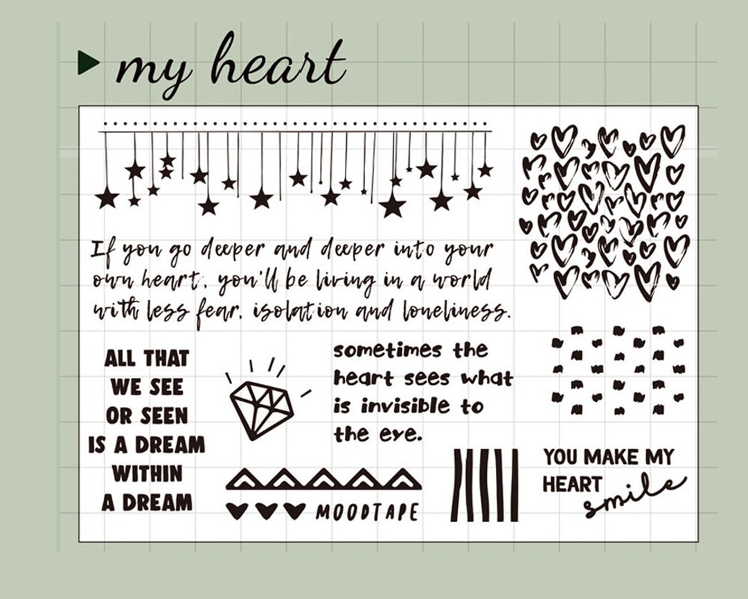 Clear Stamp Set / Clear Stamps /heart Themed With Quotes Heart Shaped ...