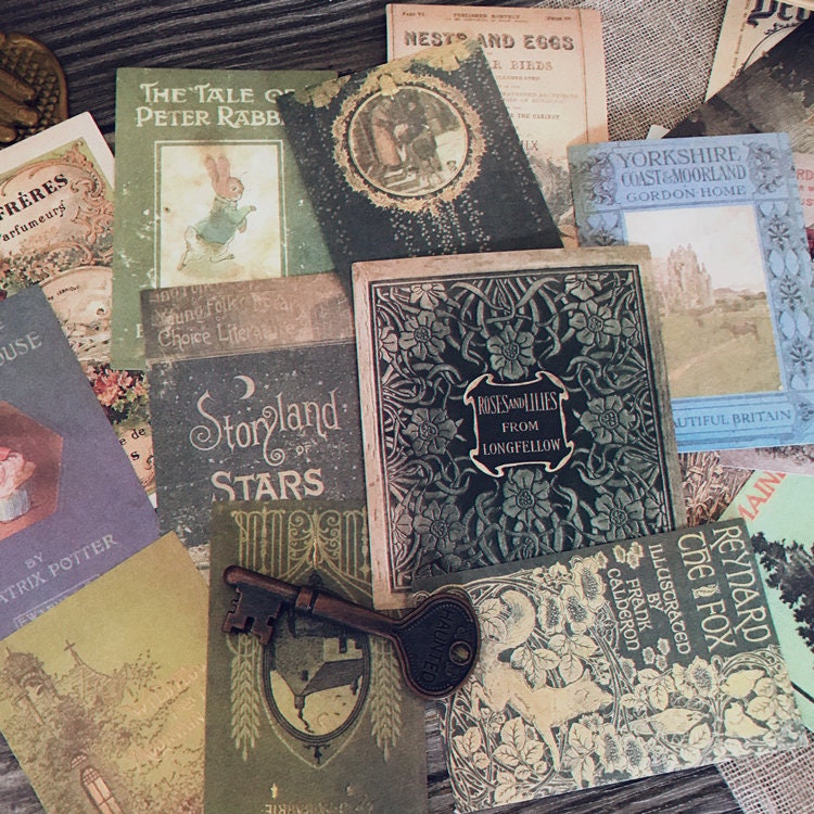 Stickers Vintage Book Cover Sticker Vintage Background Paper - Etsy