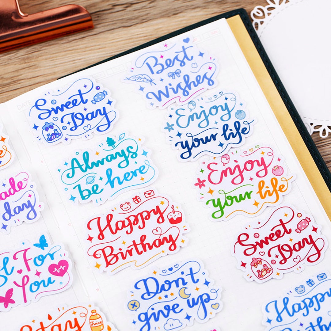Calligraphy Stickers | Brush Letter Stickers Quotes Word Stickers ...