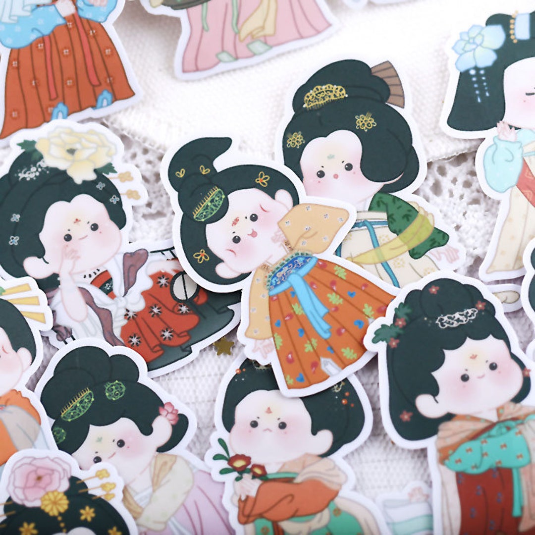 Cartoon Ancient Chinese Woman Stickers | Chinese Tang Dynasty Cartoon ...
