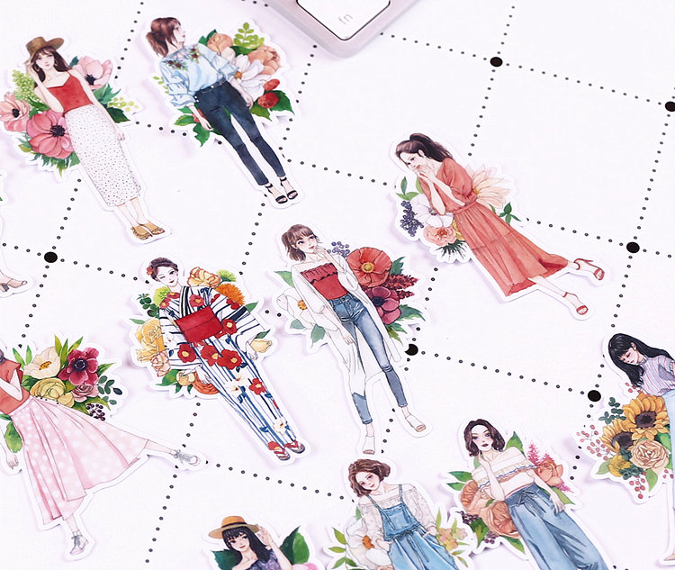 Fashion Girl flower stickers modern girls streetwear fashion | Etsy
