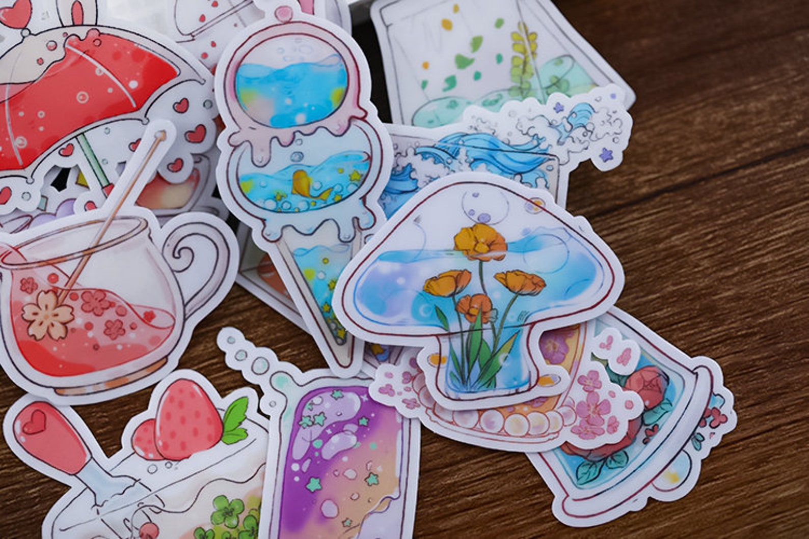 Cute Bubble Watercolor Cute Design Themed Stickers Die Cut - Etsy