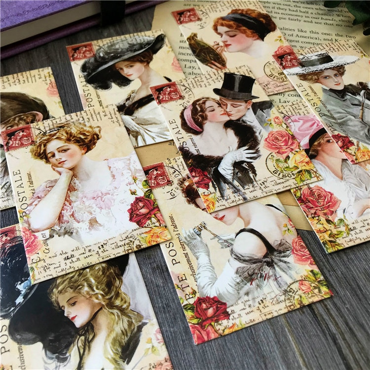 Vintage Lady Cards Ephemera Card Collage Modern Retro Woman - Etsy