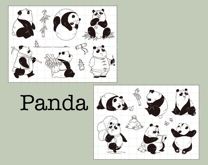 Clear Stamp Set / Clear Stamps /panda Themed Black&white Transparent ...