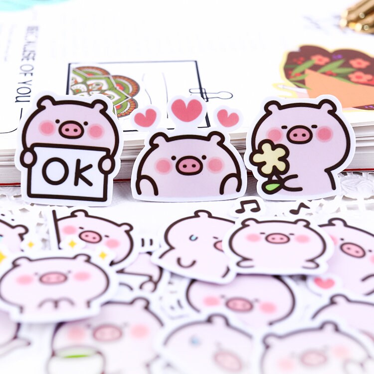 Cute Pig Piggy Sticker Themed Animal Sticker Die Cut Stickers | Etsy