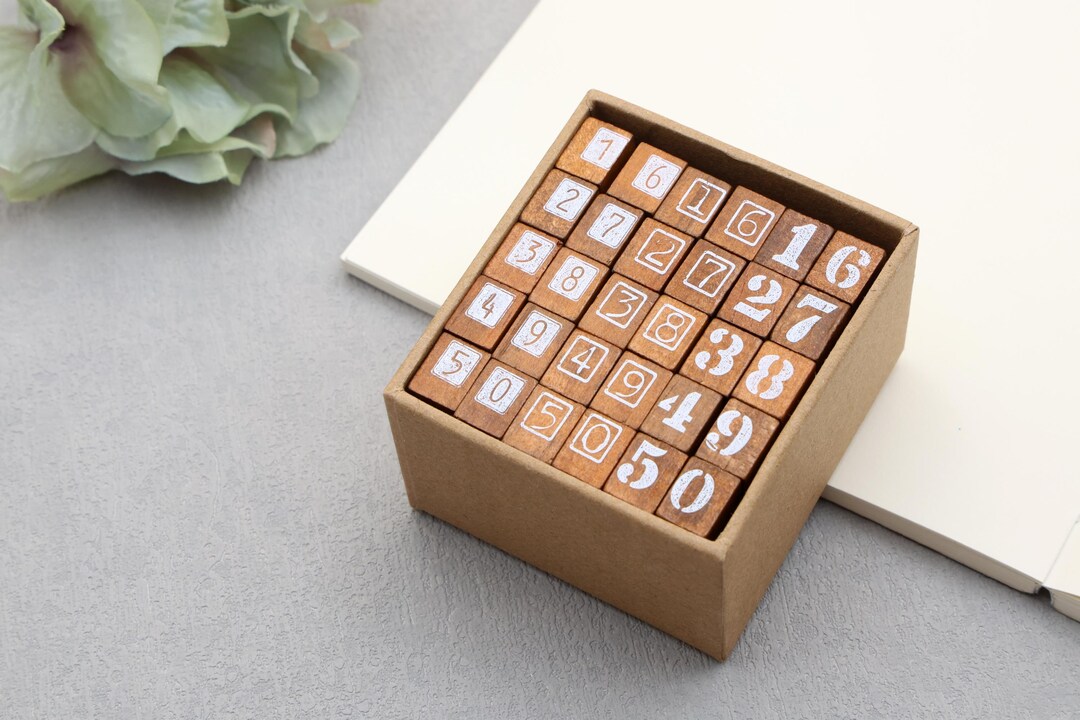 Small Wood Rubber Stamp Set | Number Stamp Basic Stamp Wood Stamp Set ...