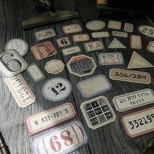 Vintage Number Receipt Stickers- Vintage Number Ticket , Ephemera for ...