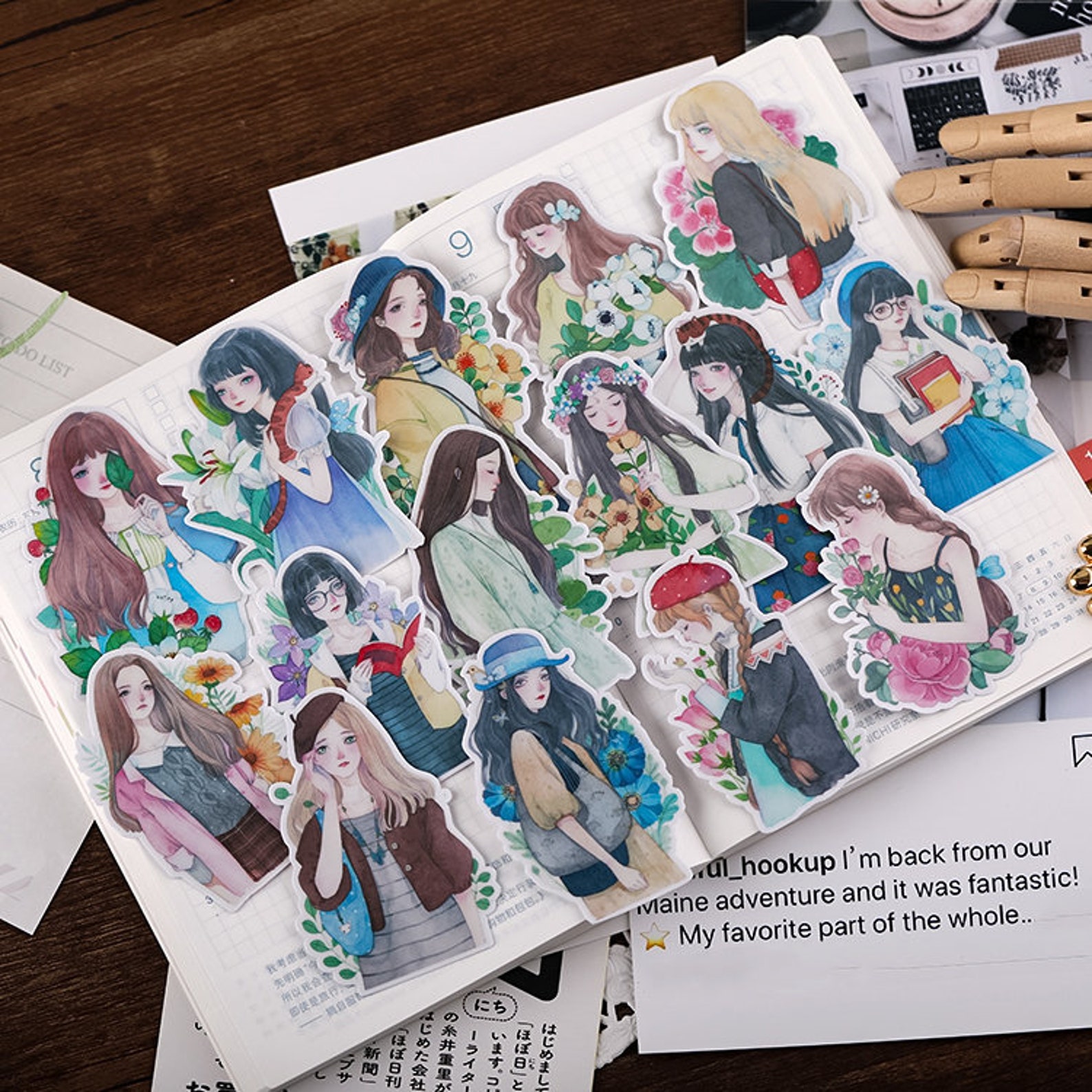 Fashion Girl Stickers Watercolor Flower Floral Modern Girl - Etsy