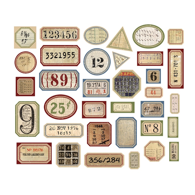 Vintage Number Receipt Stickers Vintage Number Ticket - Etsy