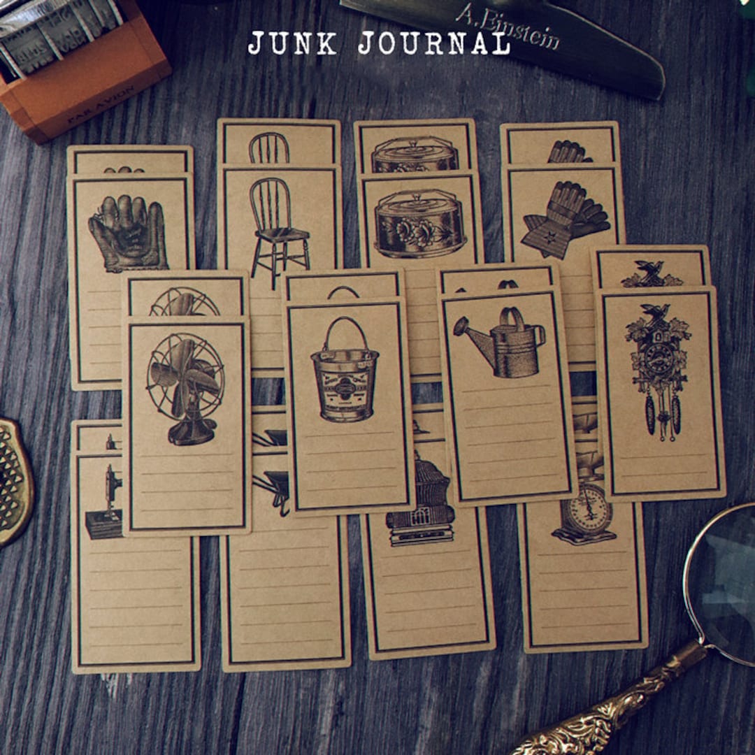 24pcs/pack Kraft Vintage Pattern Theme Note Stickers , Junk Journal ...