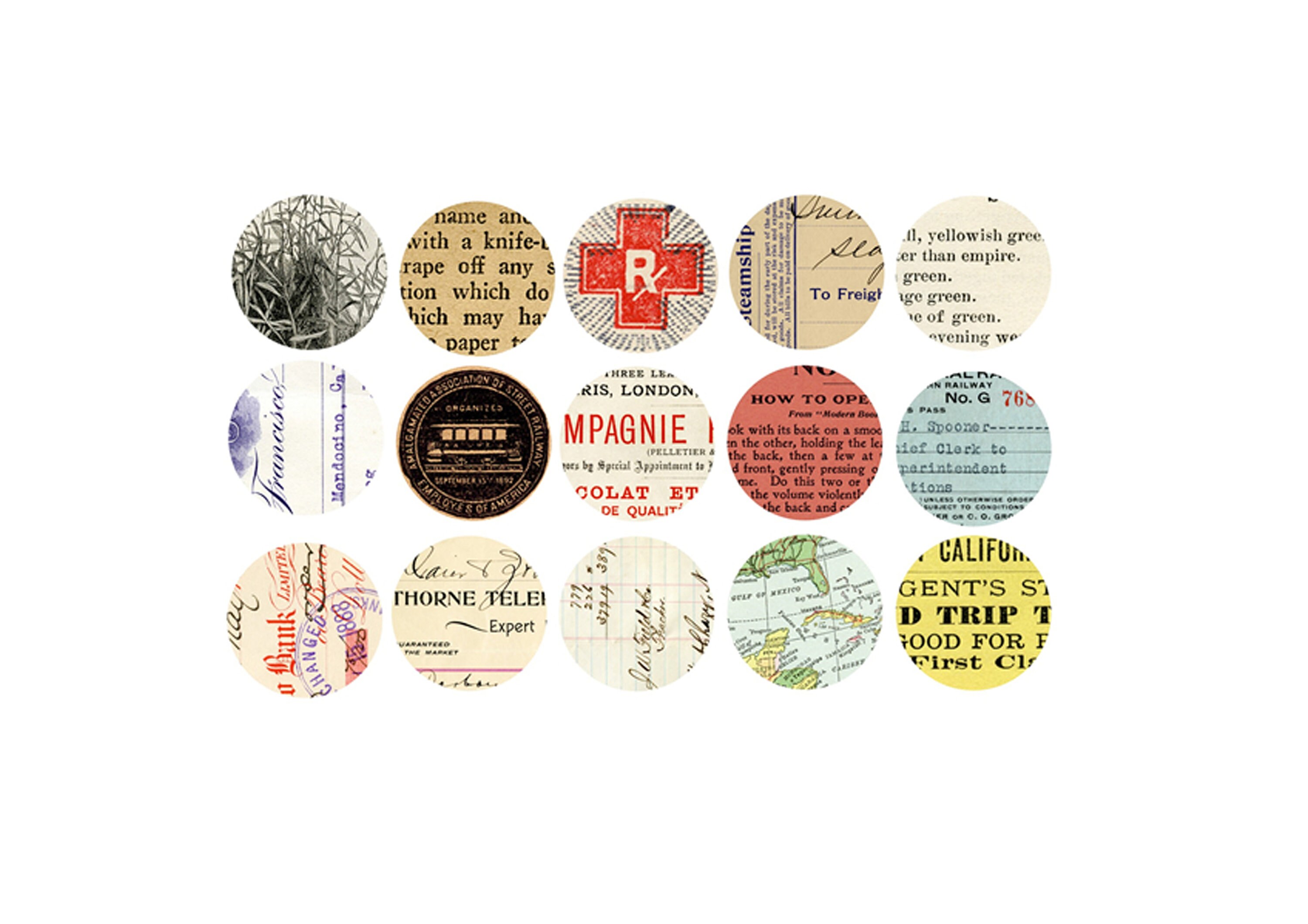 15pcs/pack Vintage Round Shape Random Collage Stickers Junk - Etsy Denmark