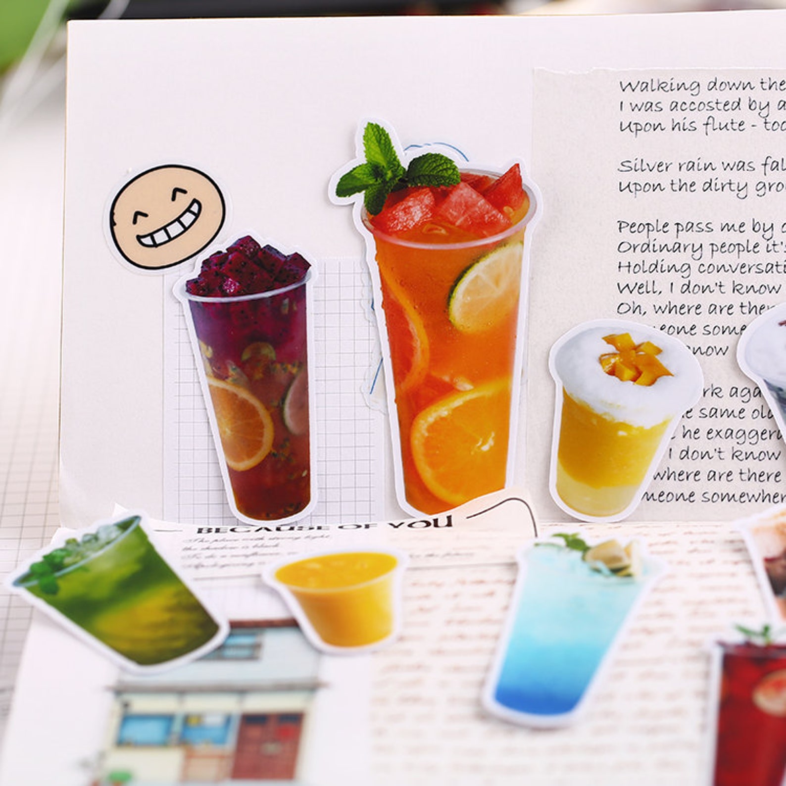 Fruit Tea Drinks Stickers | Orange Bubble Tea Milk Tea Soft Drink Lemon ...