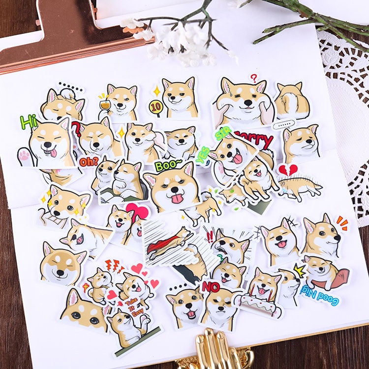 Cute dog stickers adorable dog breeds themed sticker Shiba | Etsy