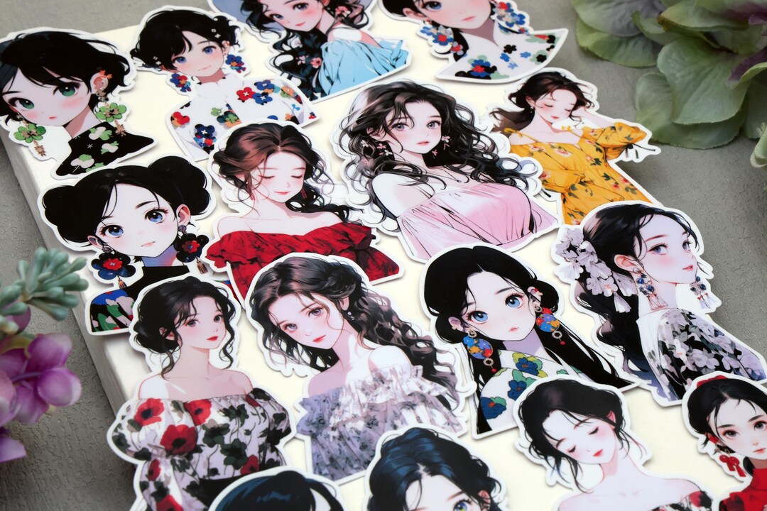 Beauty Girl Stickers | Modern Girls Flower Fashion Girl Floral Themed ...