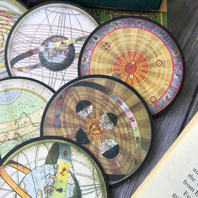 Astrological Map Stickers, Space, Galaxy Star Map World Planet Vintage ...