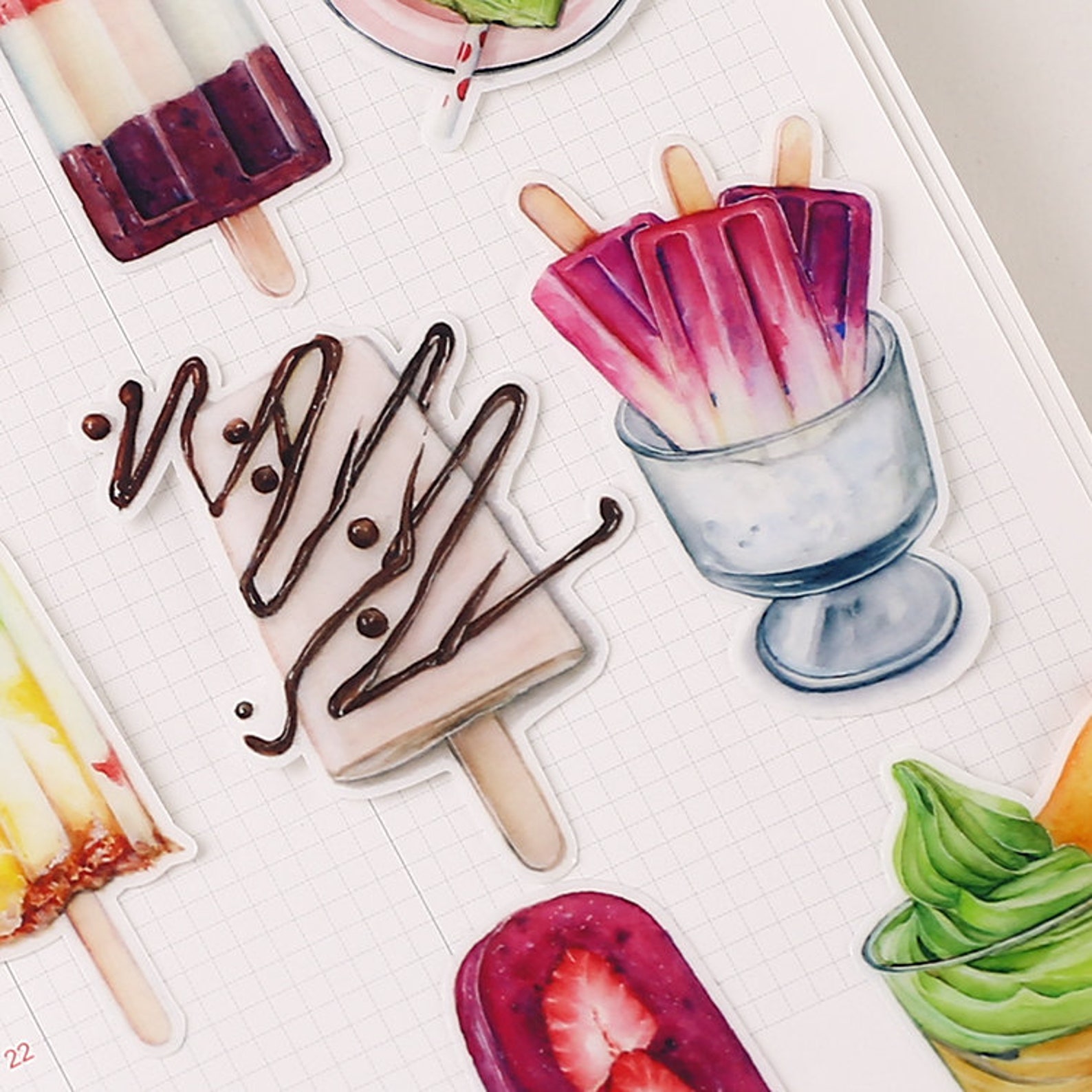 Ice Pop Stickers Fruit Strawberry Popslice Kiwi Orange Ice Pop Ice ...