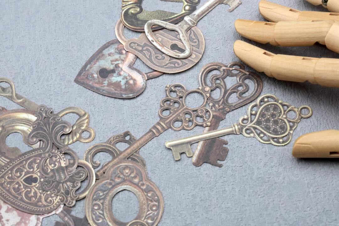 Retro Key Lock Stickers, Metal Lock Key Stickers White Matte Stickers ...