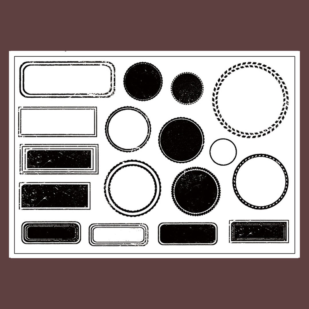 Clear Stamp Set/ Clear Stamp, Vintage Labels, Tags,round Labels,circles ...
