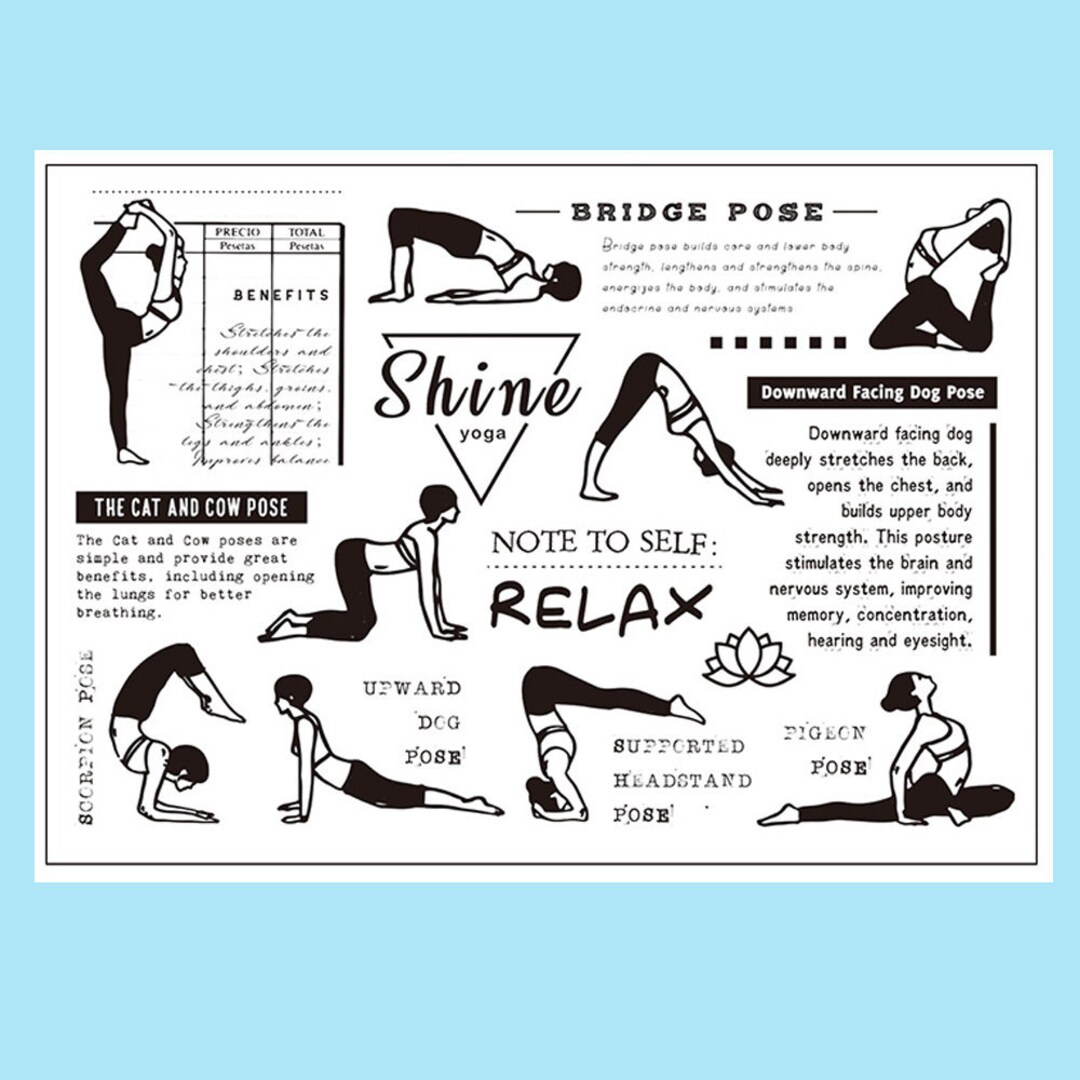 Clear Stamp Set / Clear Stamps / Yoga Exercises Activities Themed S17 ...