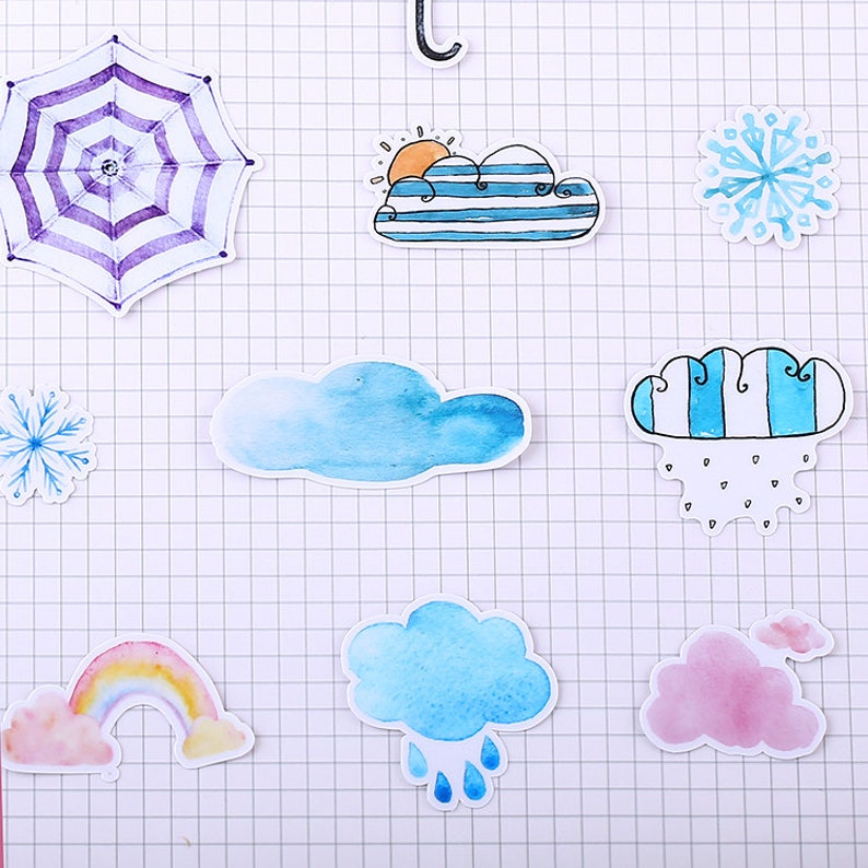 Weather Sticker Pack | Weather Wind Cloud Moon Sun Umbrella Nature ...