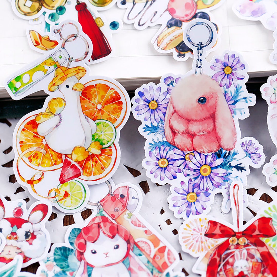 Keychain Stickers | Key Stickers Cute Key Ring Themed Decorative ...