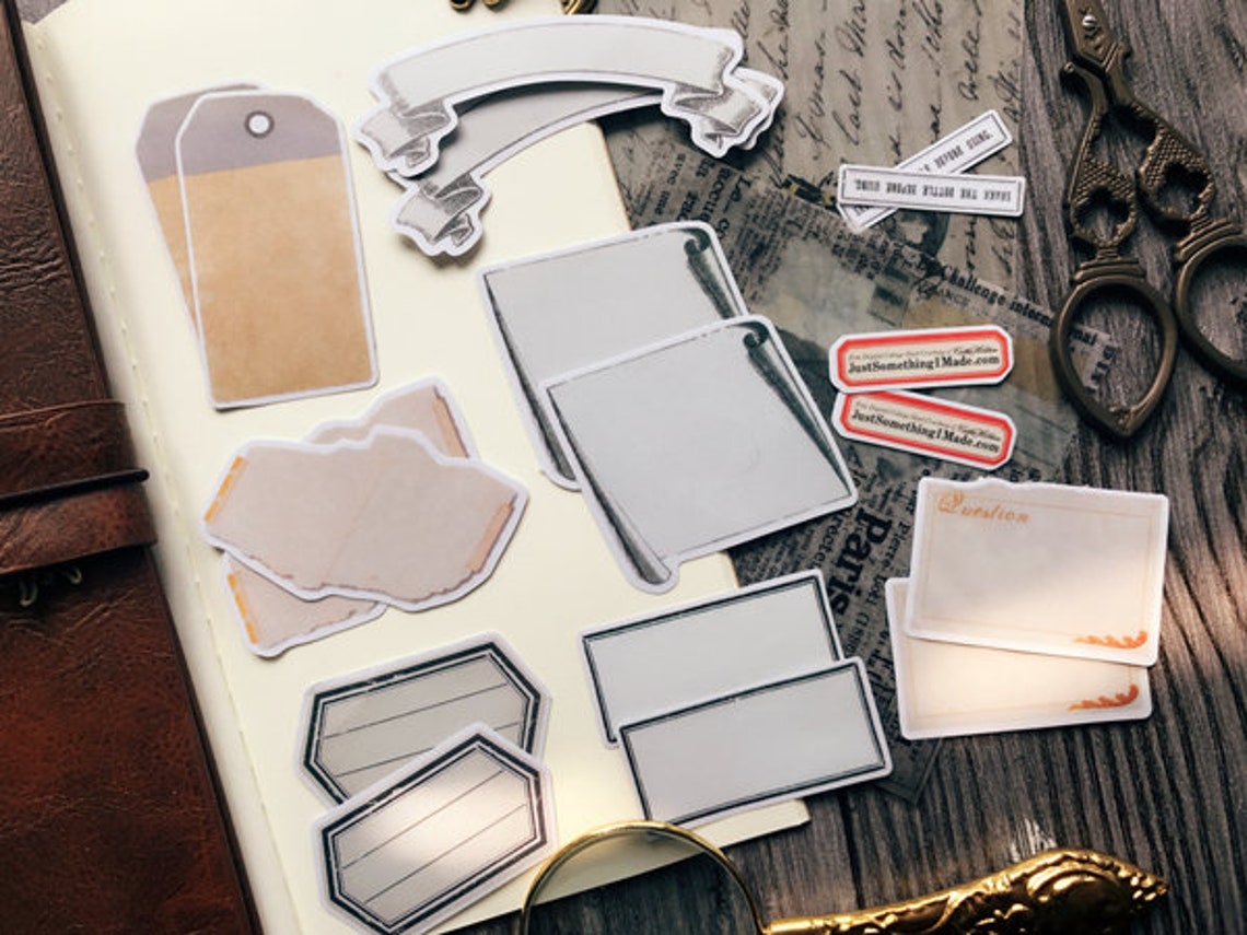 18pcs/pack Vintage Label Sticker Junk Journal Kit Pack Vellum - Etsy