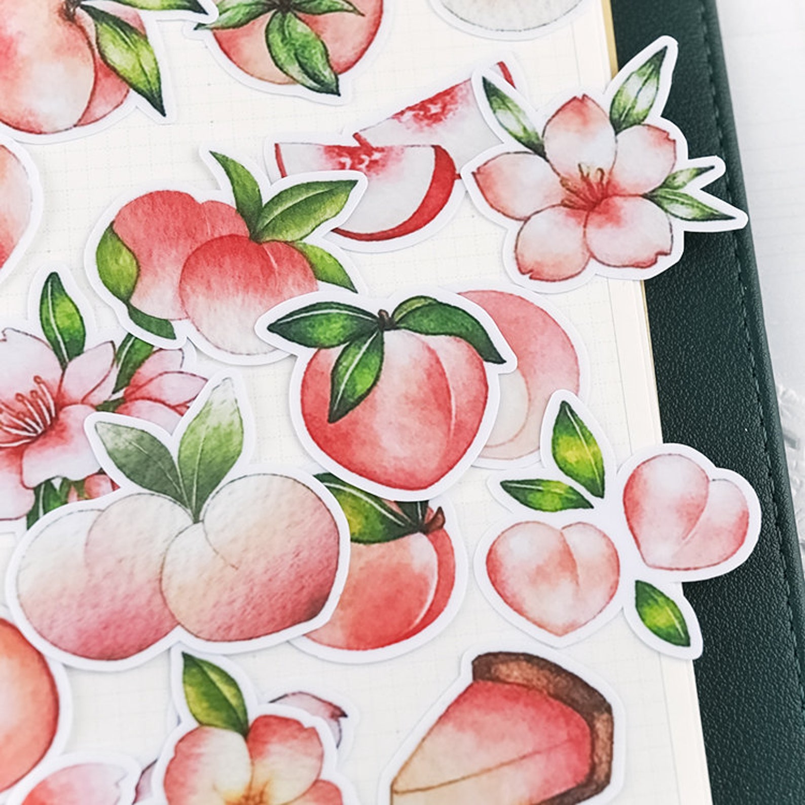 Peach Sticker Fruit Pink Peaches Plant Sweet Juicy Summer - Etsy