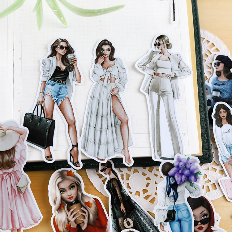 Fashion Girl Stickers | Beauty Girl Modern Girls Streetwear Dress ...
