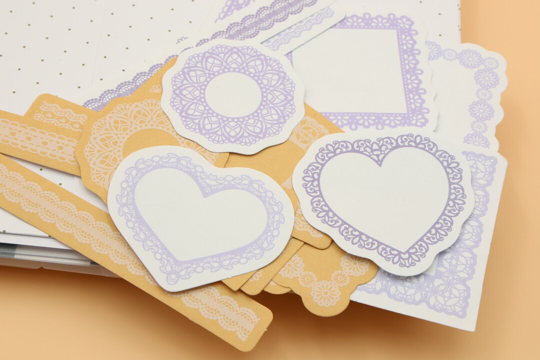 20pcs Kraft Paper Lace Stickers Lace Border Frame Label Stickers Kraft ...