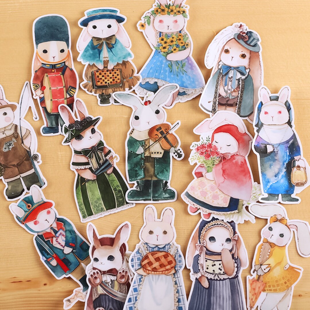 Cute Rabbit Bunny Sticker Themed Animal Sticker Decorative Stickers ...