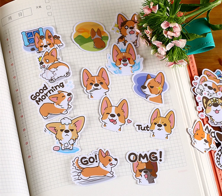Cute Corgi Dog Themed Sticker Die Cut Stickers Pet Stickers | Etsy