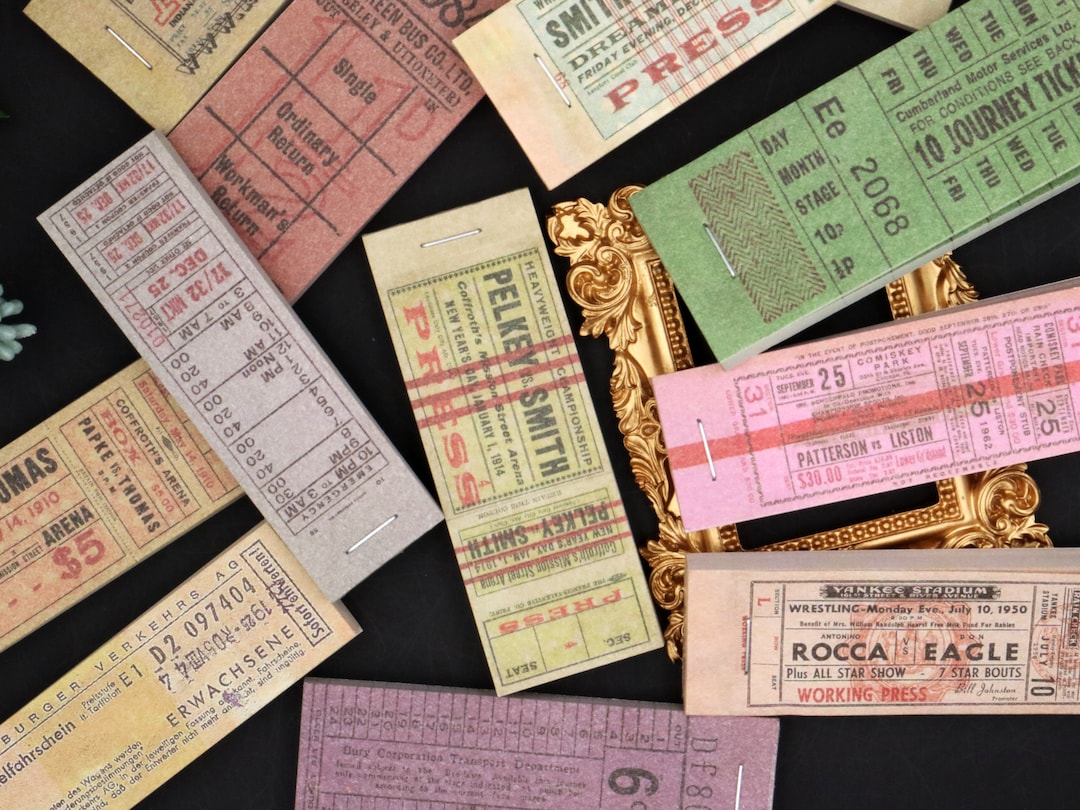Vintage Receipt Ephemera Paper | 60pcs/pack Vintage Fare Ticket Travel ...