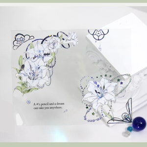 Lily Flower Lace PET Tape ｜blue Lily Flower Lace PET Tape M04 Wt-16 - Etsy